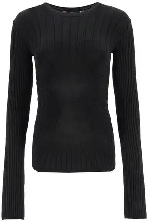MUGLER MUGLER Ribbed Knit Top - Black