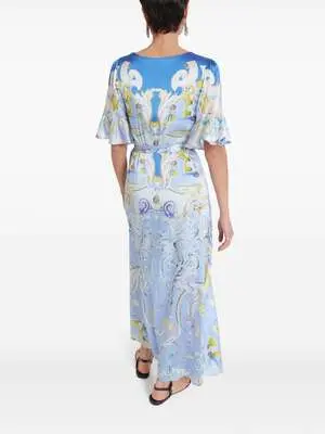 TEMPERLEY LONDON Carline-print Wrap Dress - Blue
