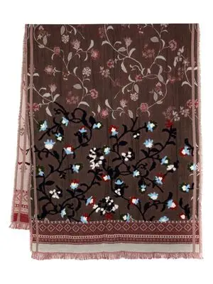 LEATHERSMITH OF LONDON Floral-embroidered Scarf - Green