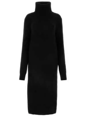 Saint Laurent Ribbed Knit Turtleneck Dress