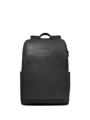 PIQUADRO Leather Laptop Backpack - Black