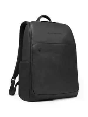 PIQUADRO Leather Laptop Backpack - Black