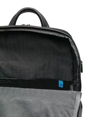 PIQUADRO Leather Laptop Backpack - Black