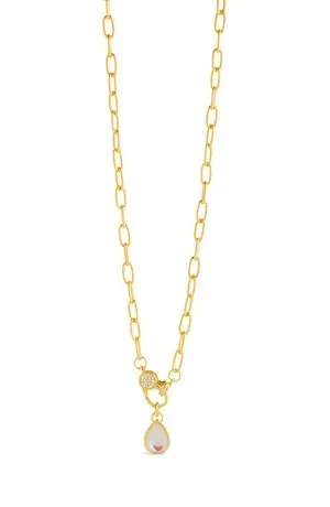 Sterling Forever Teardrop Moonstone Charm Pendant Necklace - Gold