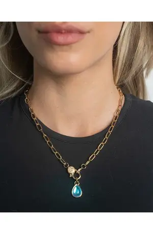 Sterling Forever Teardrop Moonstone Charm Pendant Necklace