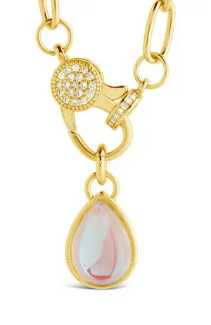 Sterling Forever Teardrop Moonstone Charm Pendant Necklace