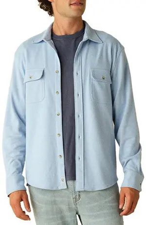 FAIR HARBOR Dunewood Stretch Flannel Button-up Shirt Light Blue