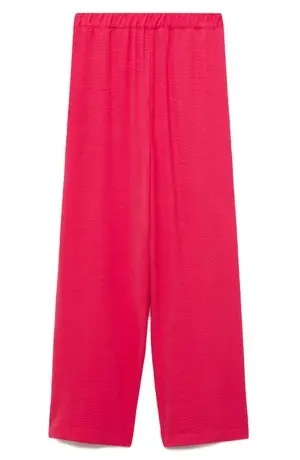 Mango Textured Flowy Pants - Strawberry