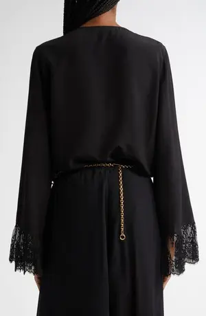 Chloé Lace Cuff Silk Crêpe De Chine Shirt