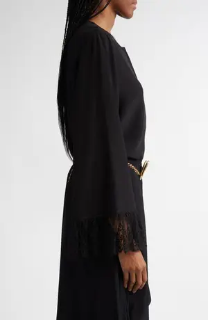 Chloé Lace Cuff Silk Crêpe De Chine Shirt