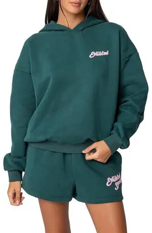EDIKTED Relaxed Fit Logo Hoodie - Green