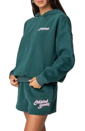 EDIKTED Relaxed Fit Logo Hoodie - Green