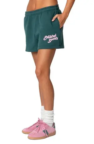 EDIKTED Sporty Sweat Shorts - Green