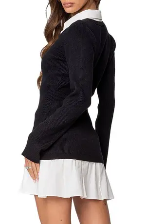 EDIKTED Long Sleeve Minidress - Black