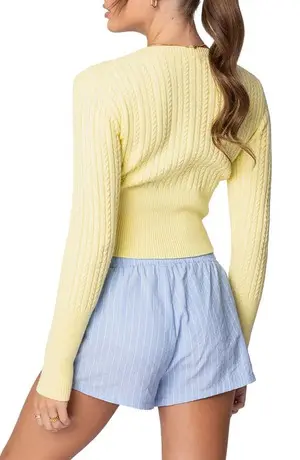 EDIKTED Mallory Cable Stitch Crop Sweater