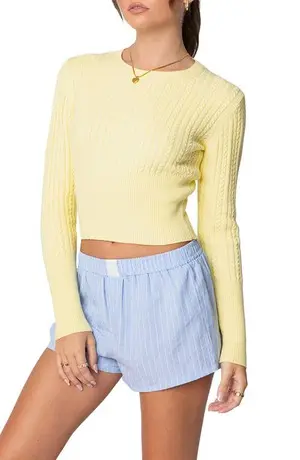 EDIKTED Mallory Cable Stitch Crop Sweater