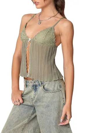 EDIKTED Pintuck Lace Camisole