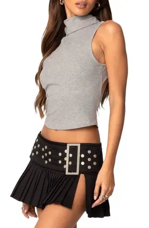 EDIKTED Sleeveless Turtleneck Crop Top