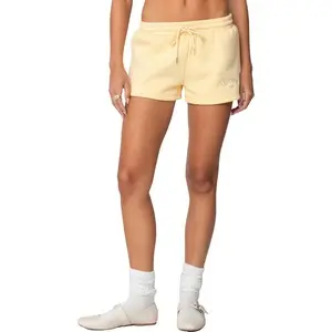 EDIKTED Cotton Blend Drawstring Short - Yellow