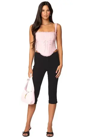 EDIKTED Coquette Mesh Corset Top