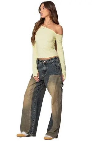 EDIKTED Swim One-shoulder Top - Yellow
