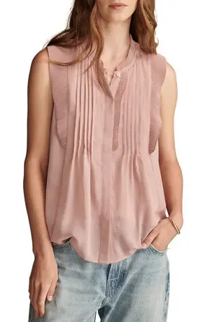 Lucky Brand Pintuck Sleeveless Top - Blush