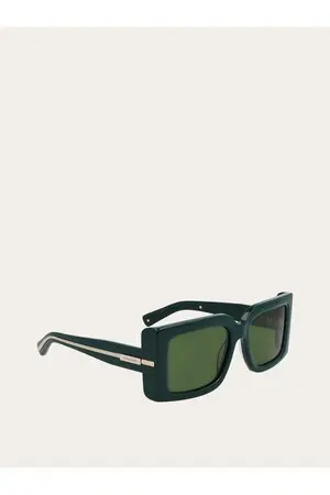 FERRAGAMO Rectangular Titanium Sunglasses - Green