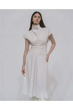 Rosetta Getty Funnel Neck Torqued Dress