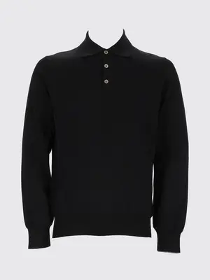 Brunello Cucinelli Long-sleeved Knit Polo Shirt In Pure Cotton With Ribbed Collar