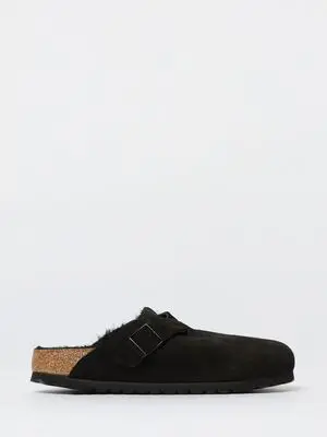 BIRKENSTOCK Suede Clogs With Buckle Detail - Black