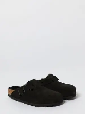 BIRKENSTOCK Suede Clogs With Buckle Detail - Black