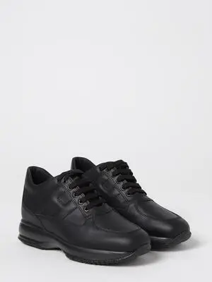 Hogan Interactive Low-top Calfskin Sneakers With H Logo - Black