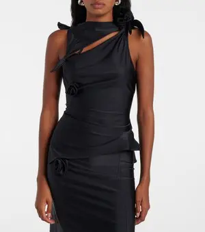 Coperni Floral-appliqué Asymmetric Top - Black