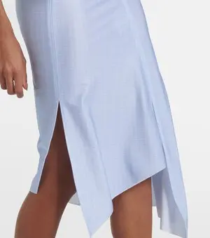 Coperni Floral Appliqué Asymmetric Midi Skirt - Blue