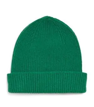 LE BONNET Ribbed Classic Beanie Green