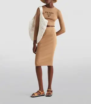 Prada Silk Cropped Logo Sweater