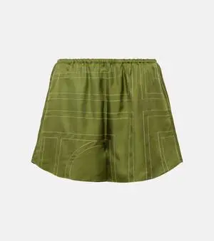 TOTEME Monogram Silk Satin Pajama Shorts