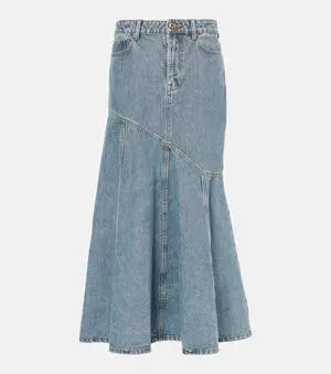 Zimmermann Illustration Denim Midi Skirt