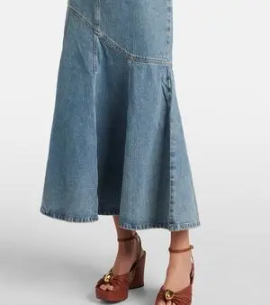 Zimmermann Illustration Denim Midi Skirt