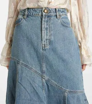 Zimmermann Illustration Denim Midi Skirt