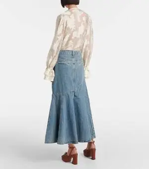 Zimmermann Illustration Denim Midi Skirt