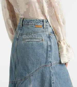 Zimmermann Illustration Denim Midi Skirt