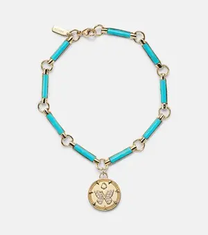 FOUNDRAE Reverie Element Chain Bracelet With Turquoise And Diamonds - Gold