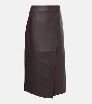 THE FRANKIE SHOP Hedi Leather Wrap Skirt