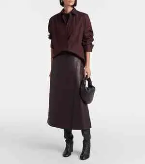 THE FRANKIE SHOP Hedi Leather Wrap Skirt