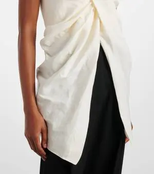 Tove Draped Linen And Cotton-blend Top