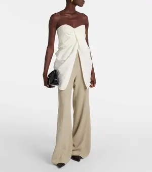 Tove Draped Linen And Cotton-blend Top