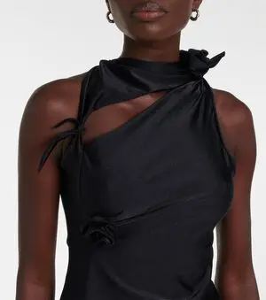 Coperni Floral-applique Asymmetric Top - Black