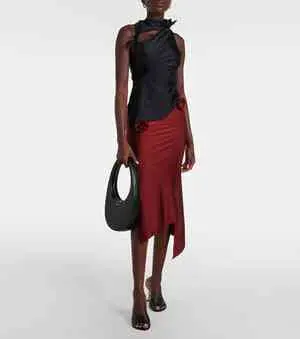 Coperni Floral-applique Asymmetric Top - Black
