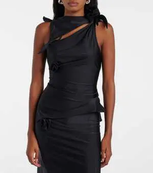 Coperni Floral-applique Asymmetric Top - Black